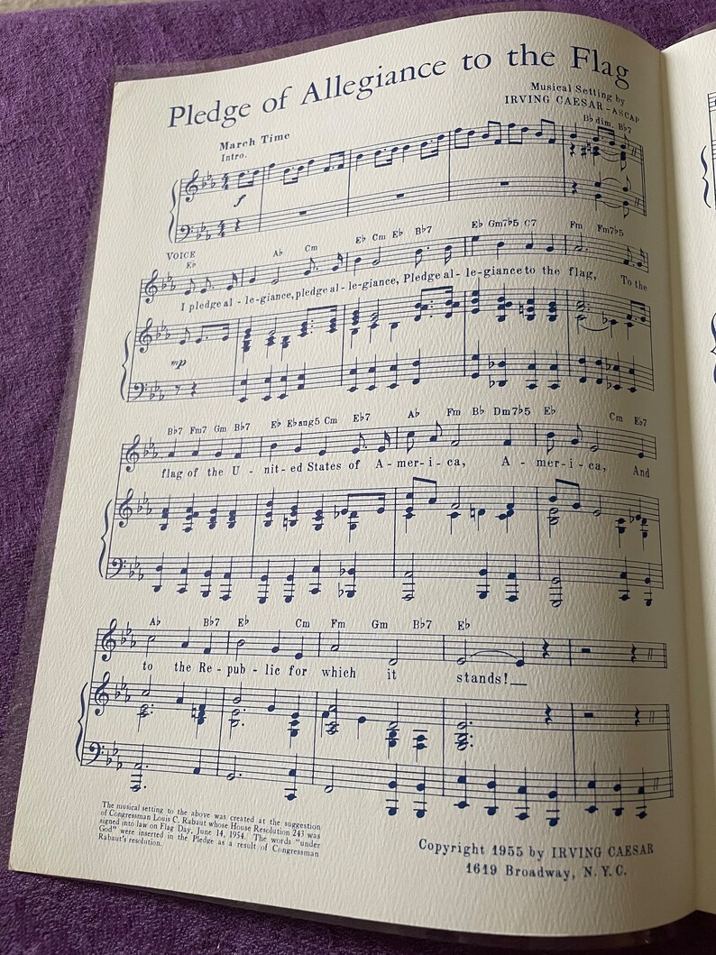 Pledge of Allegiance to the Flag Sheet Music, Musical Setting by Irving ...