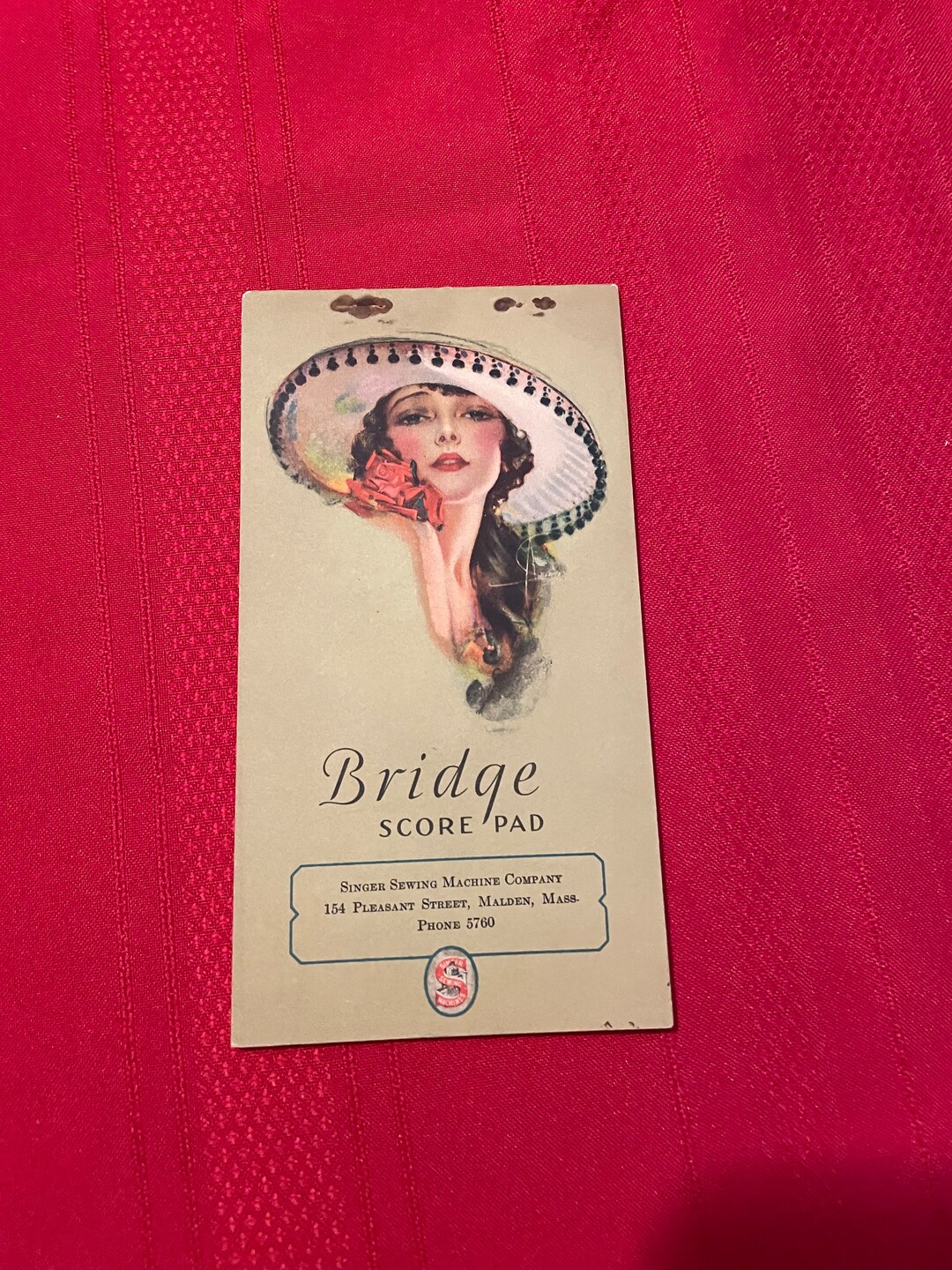 Vintage Bridge Score Pad, Made by Singer Sewing Machine Company, Malden ...