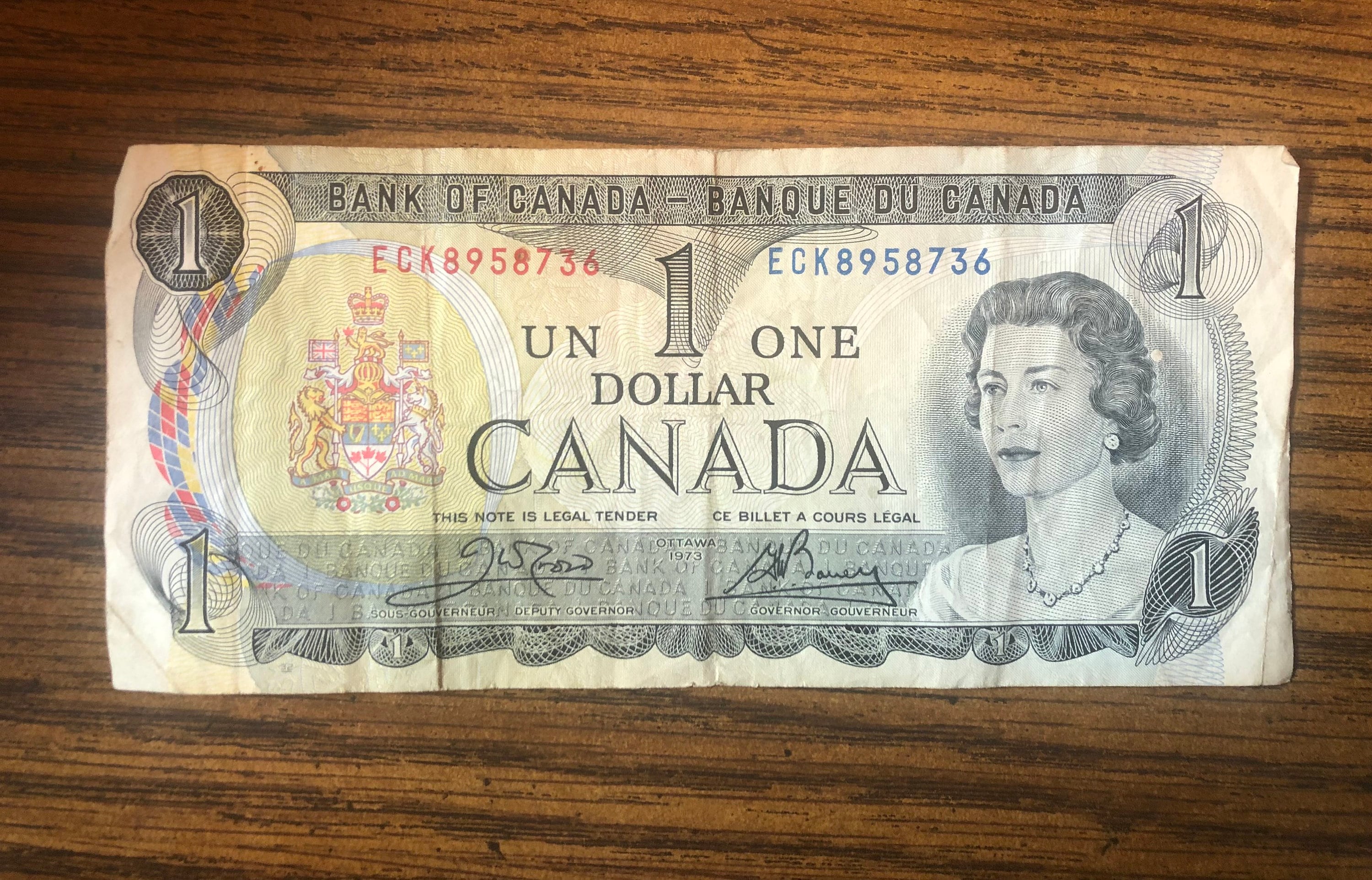 Canadian One Dollar Paper Bill, 1973, Bank of Canada - Etsy