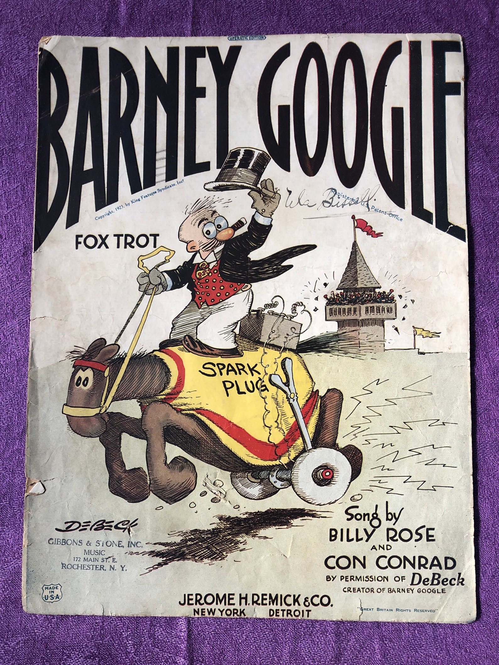 Barney Google Sheet Music, Fox Trot, Song by Billy Rose and Con Conrad ...