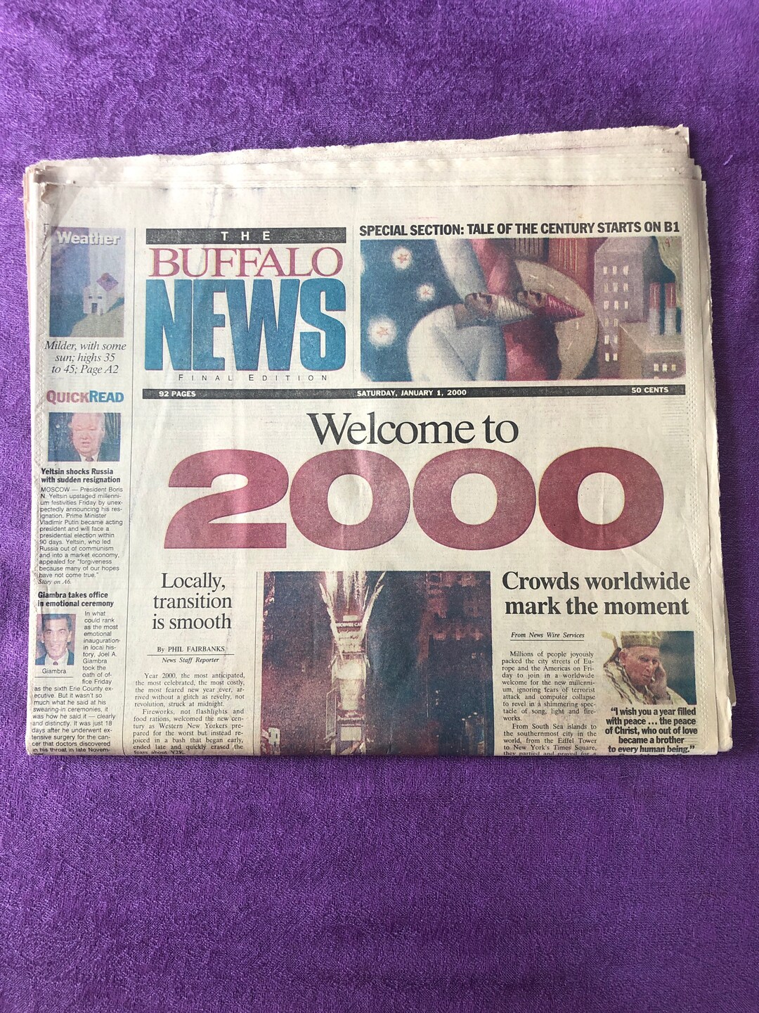 The Buffalo Newspaper, January 1, 2000, Welcome to 2000, Ephemera ...