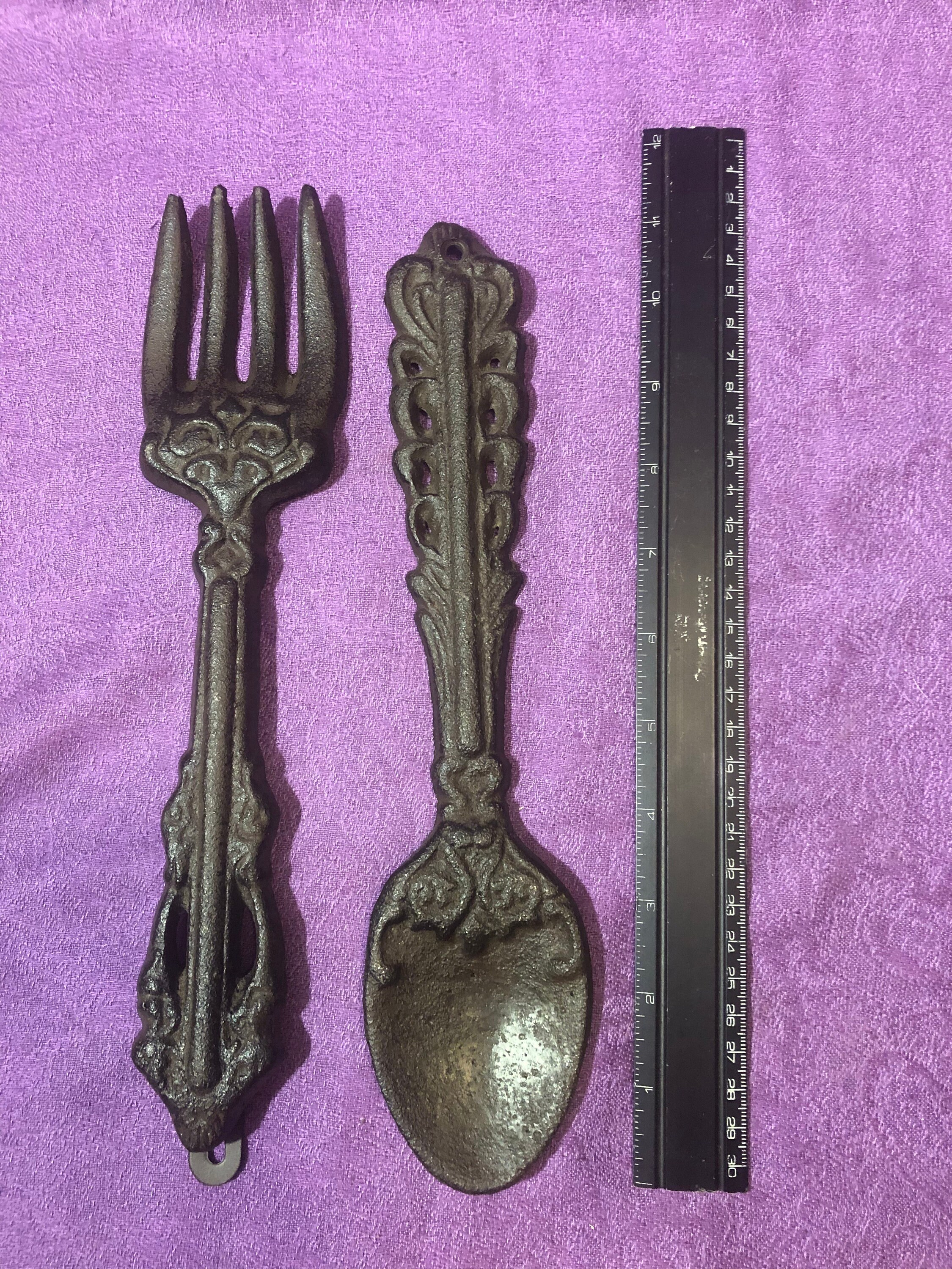Vintage Cast Iron Oversized Fork and Spoon, Kitchen Decor - Etsy