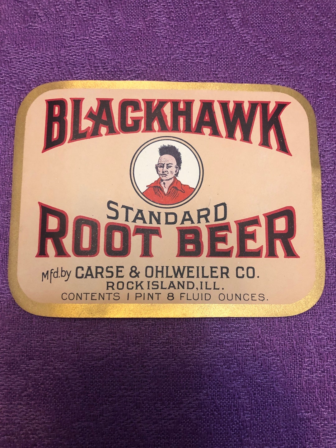 Blackhawk Standard Root Beer Label From 1930’s, New, Never Used - Etsy