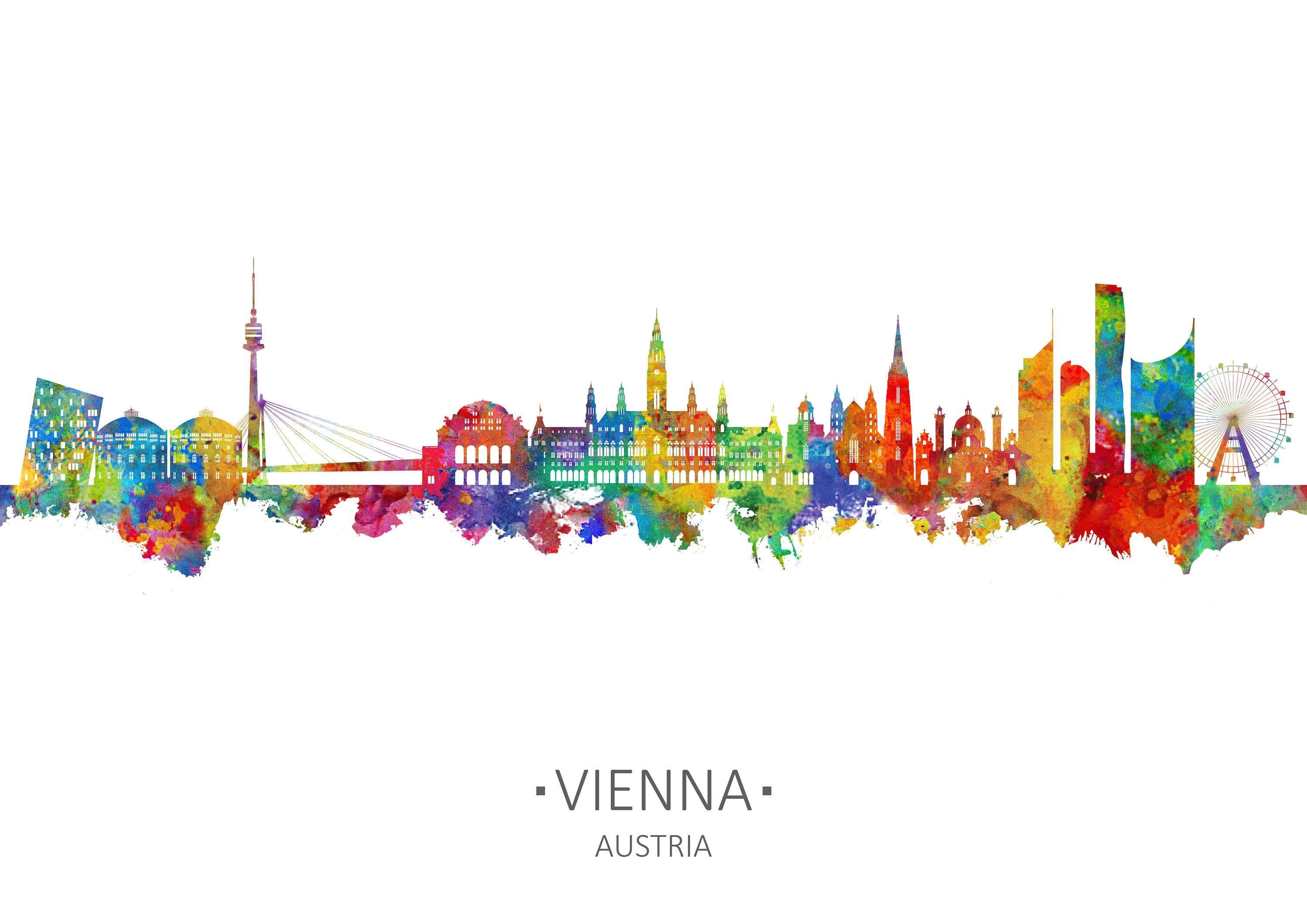 Wien Skyline Wiener Malerei Wiener Stadtlandschaft | Etsy