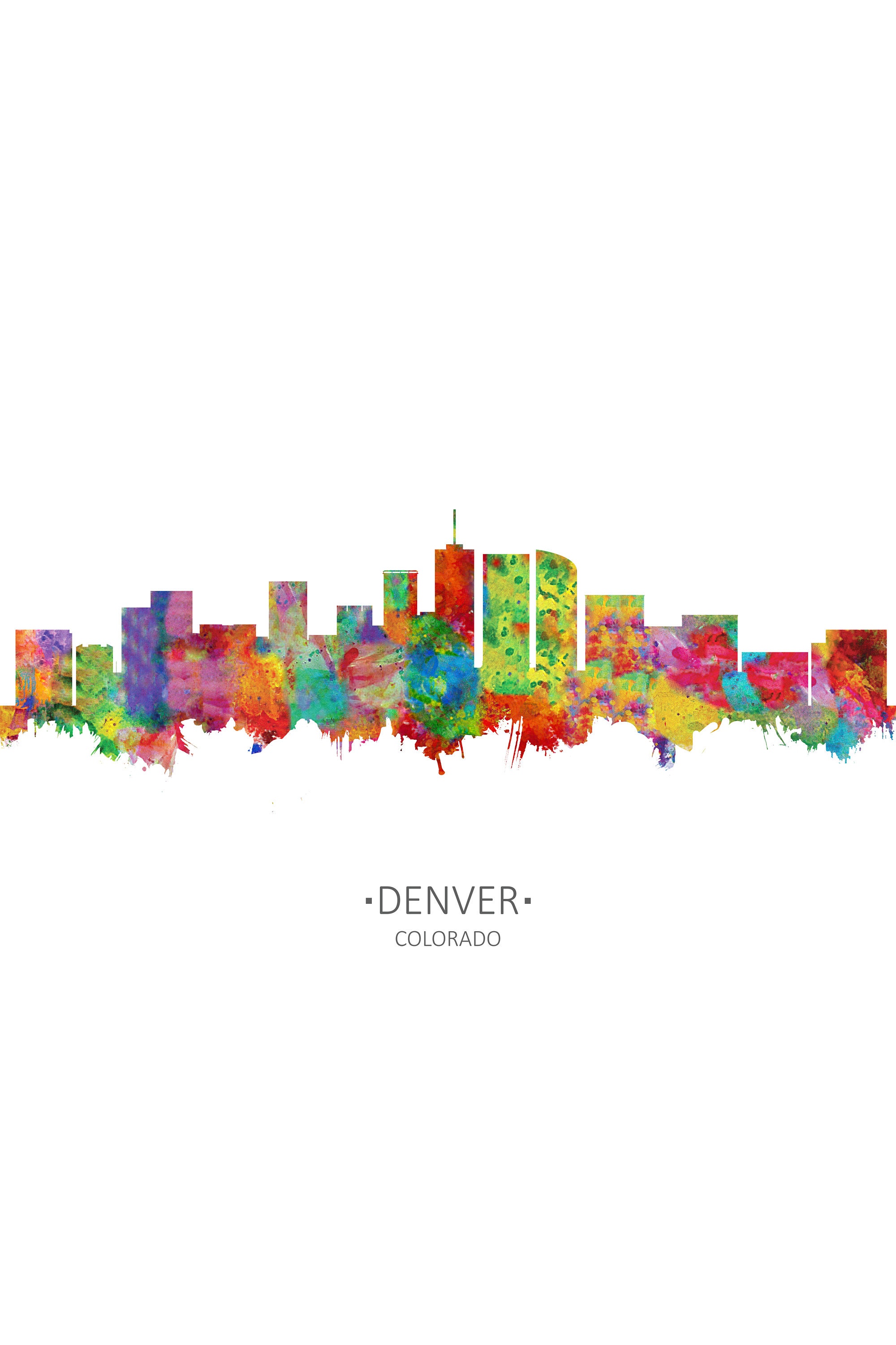 Denver Colorado Skyline Cityscape Painting Watercolor Art - Etsy UK