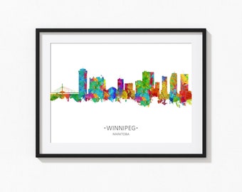 Winnipeg Skyline Canada Cityscape Painting Art Print Poster - Etsy UK