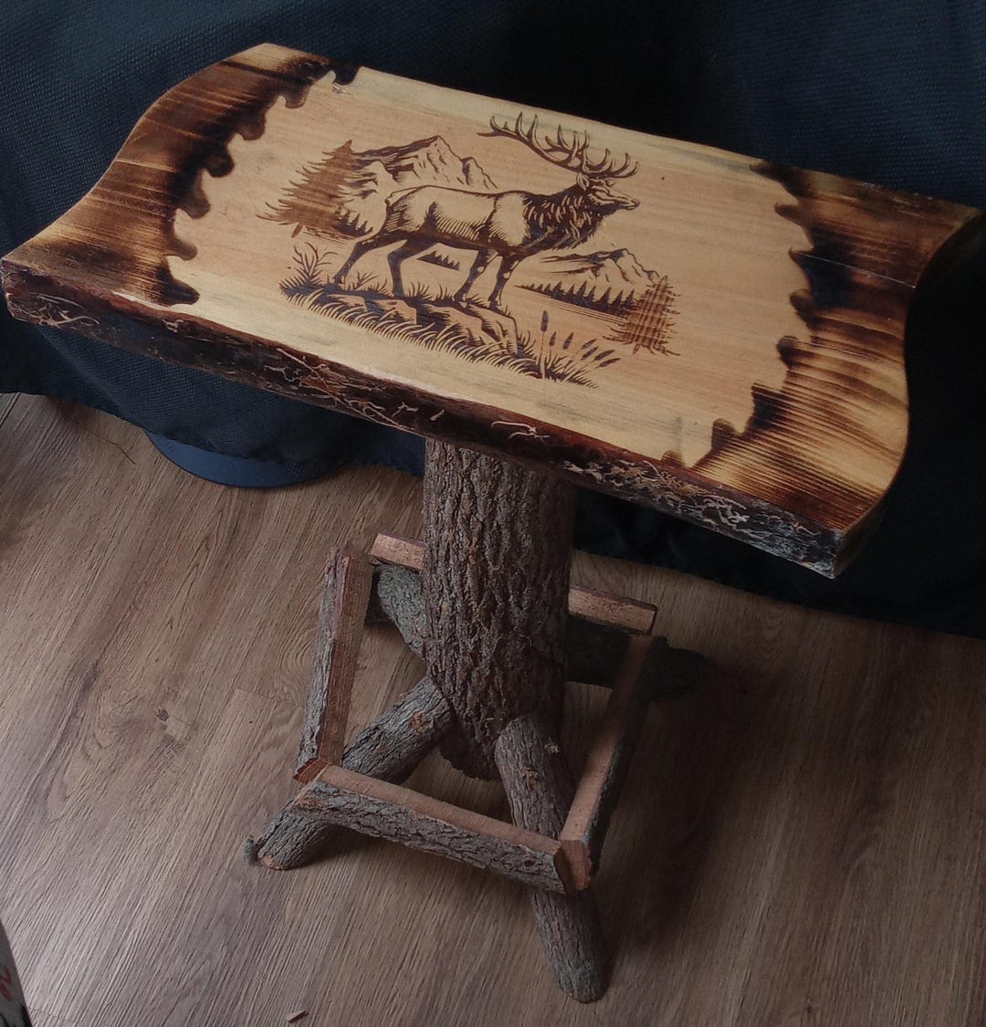 Elk Side Table/ Elk Wood Table/ Elk Side Table/ Handmade Table/ Wood ...