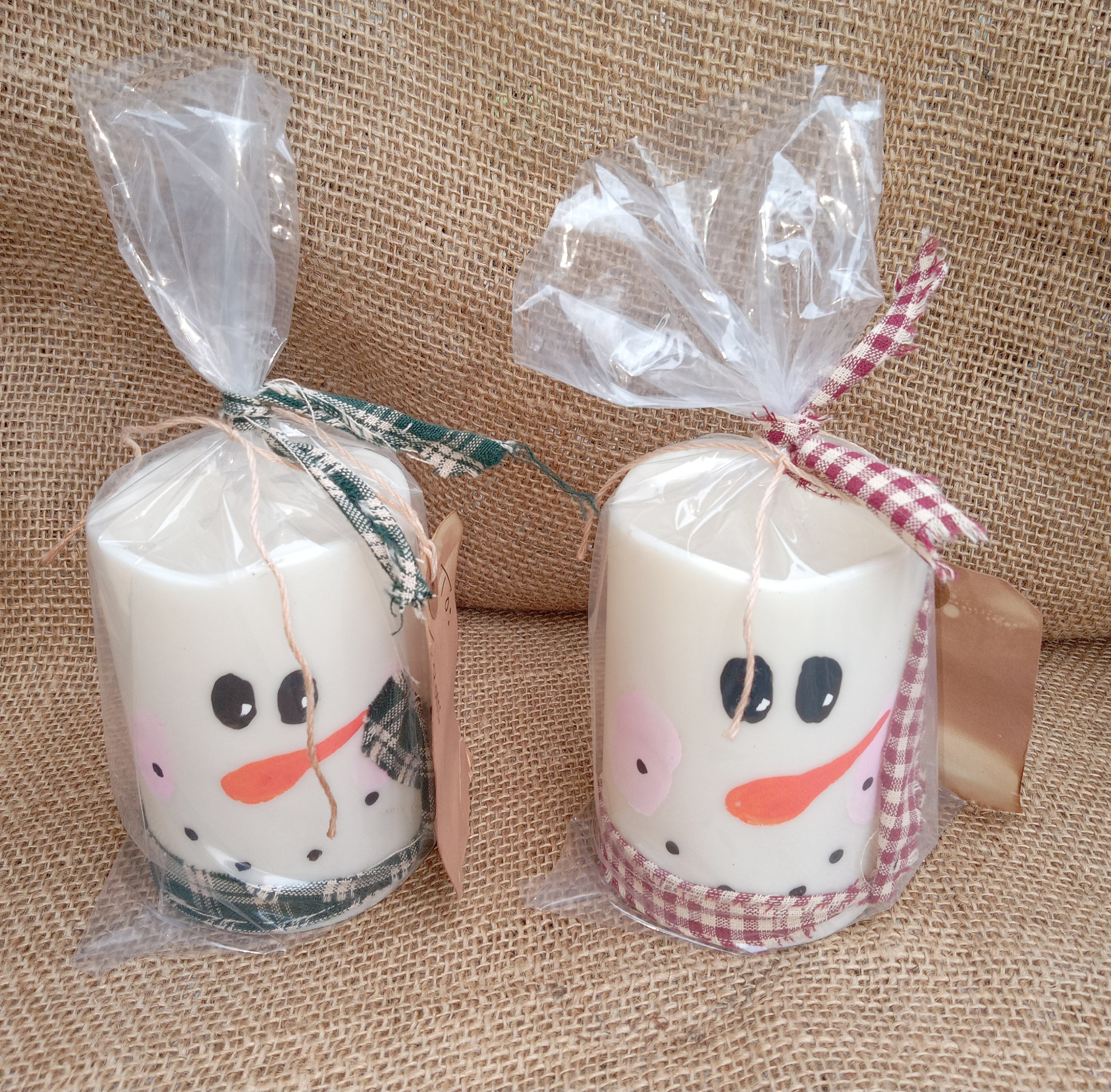 Handpainted Snowman Candles Set: Battery Operated Holiday Decor - Etsy