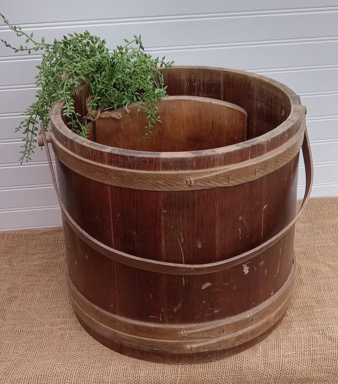 Firkin/ Wooden Firkin/ Large Wooden Firkin With Handle/ Wood Bucket ...