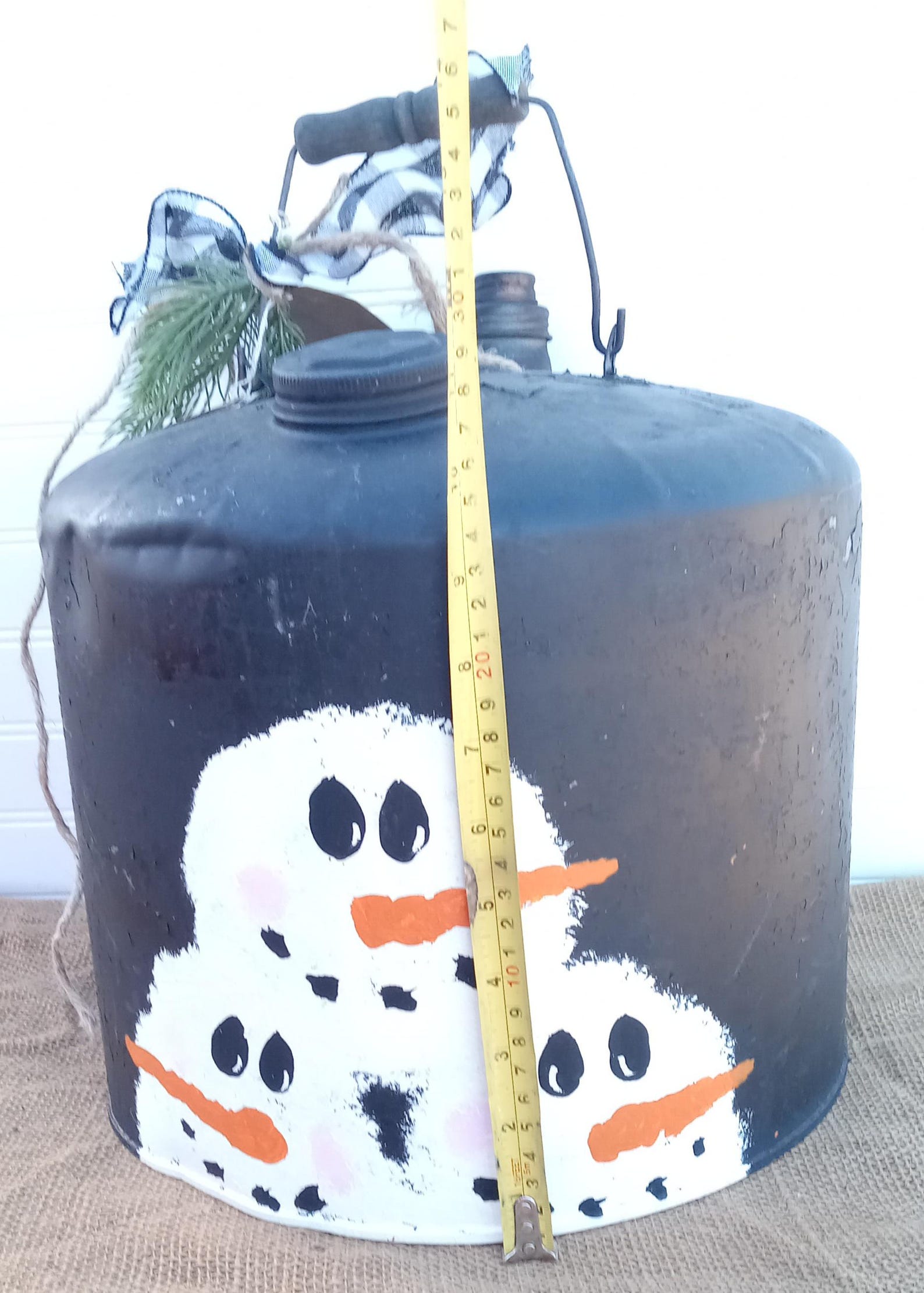 Snowman Painted in Vintage Gas Can/vintage Gas Can/ Snowmen/ Winter ...