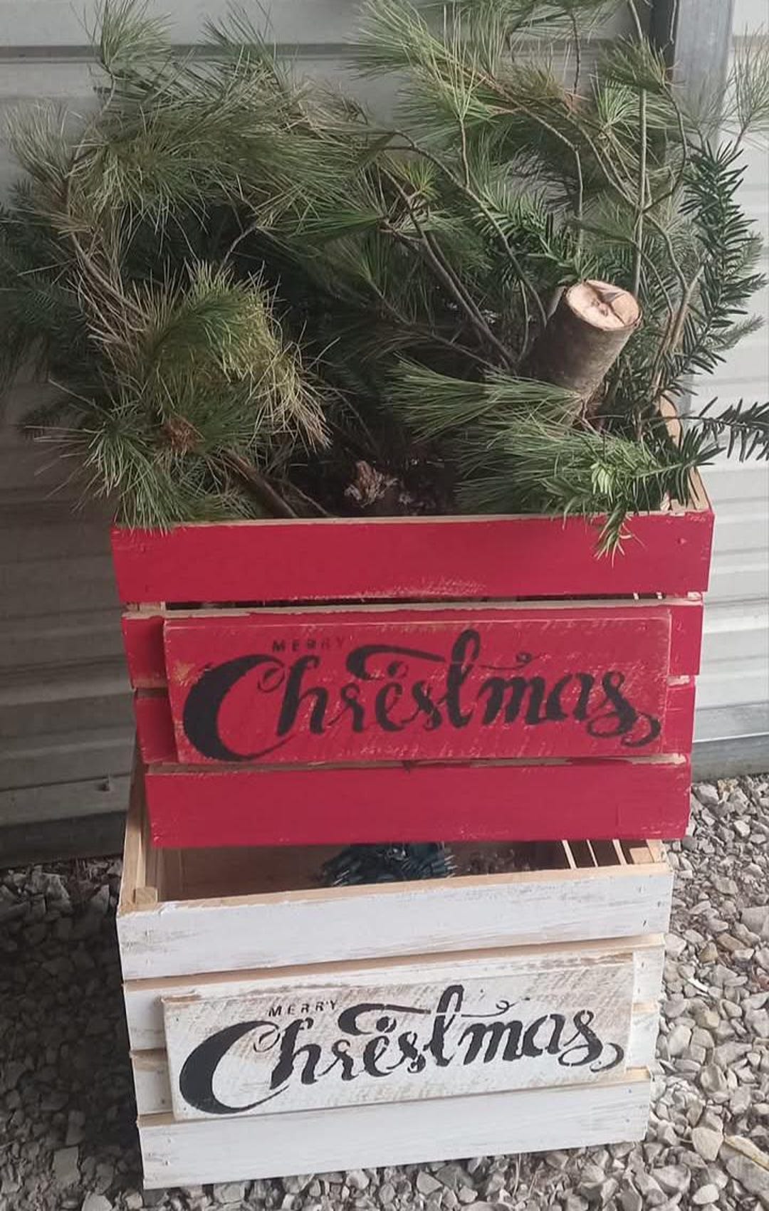 Merry Christmas Crates/ Crates/ Red Crates/ White Crates/ Porch Decor ...
