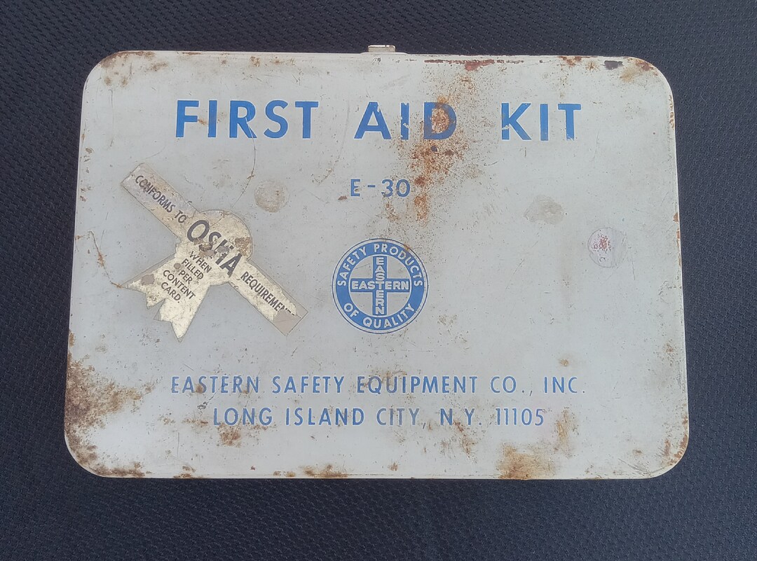 First Aid Kit/ Antique Metal First Aid Kit/ Metal First Aid Kit/vintage ...