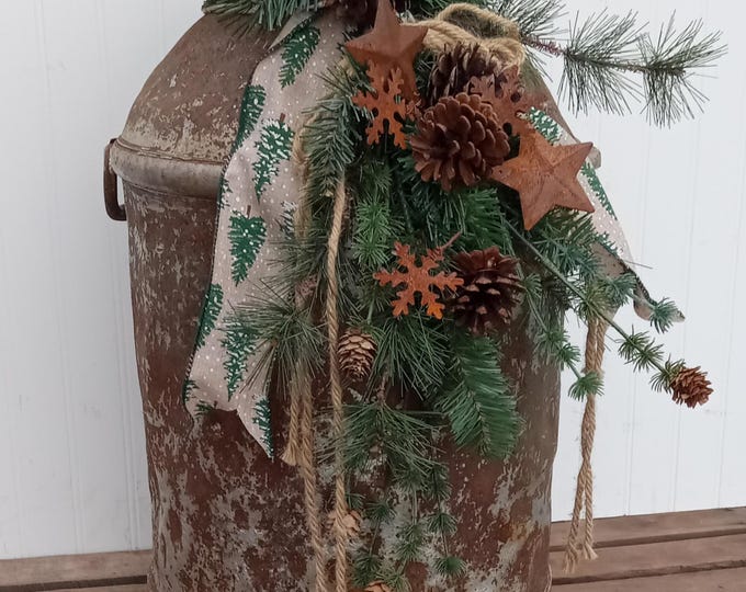 Vintage Milk Can With Greenery: Rustic Holiday Porch Decor - Etsy