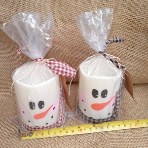 Handpainted Snowman Candles Set: Battery Operated Holiday Decor - Etsy