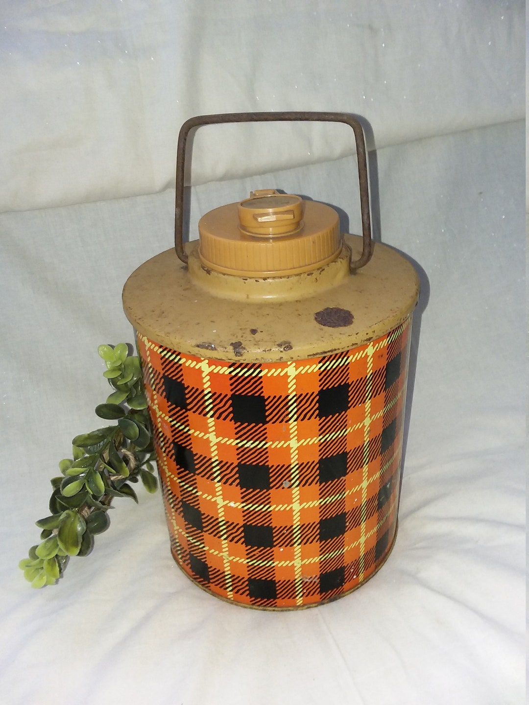 Vintage Plaid Thermos: 1970s Water Jug - Etsy