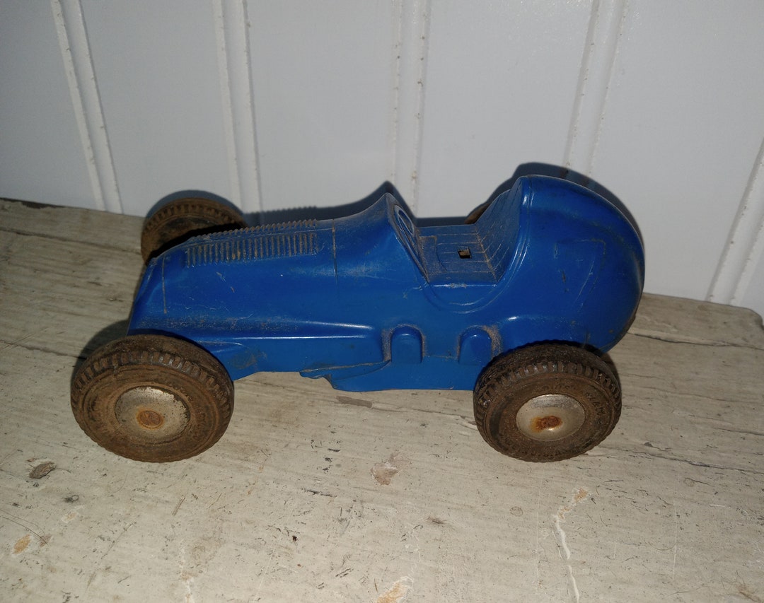 Vintage Blue Car/ Blue Racecar/ Blue Car/ Vintage Car/ Antique Blue Car/ Toy Car/vintage Toy Car ...