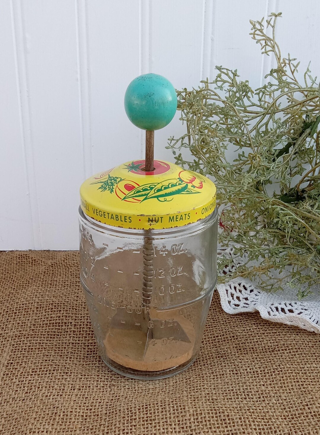 Vintage Nut Chopper/vegetable Chopper/old Glass Jar Nut Chopper/chopper ...