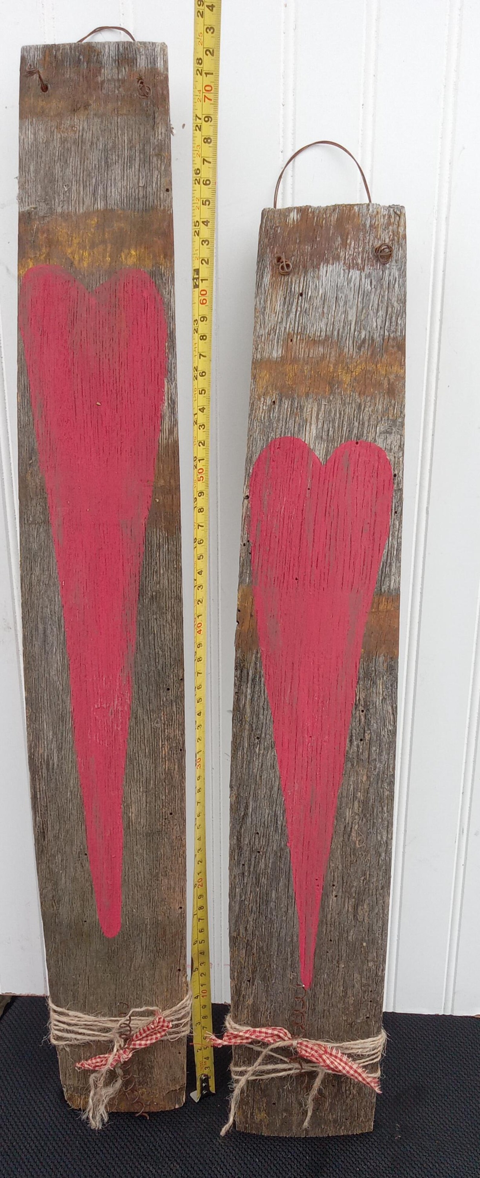 Barrel Slate Heart Decor/ Handpainted Primitive Heart/ Primitive Hearts ...