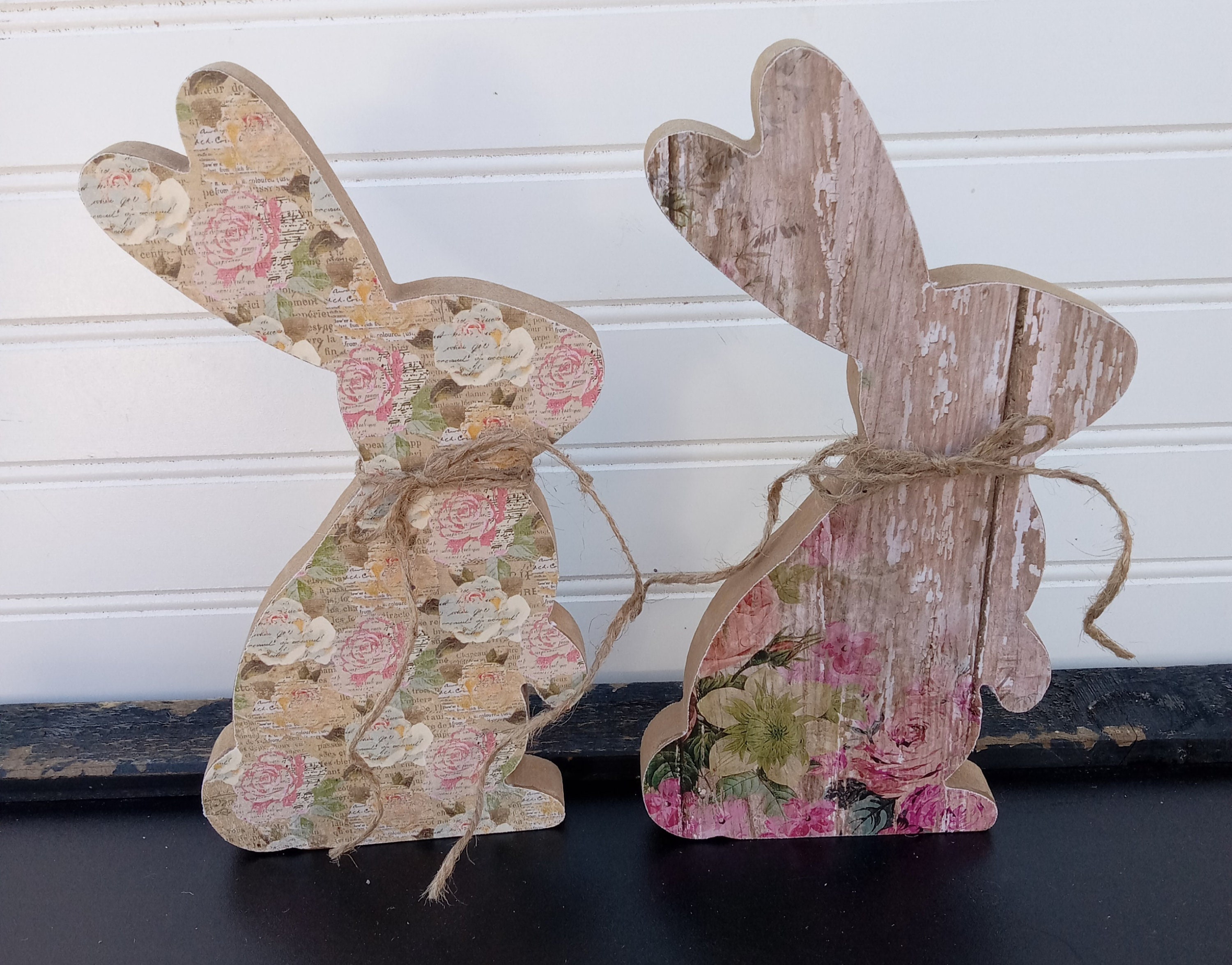Wood Bunny/ Wood Bunnies/bunny/ Country Bunny Decor/ Roses Bunny/ Bunny ...