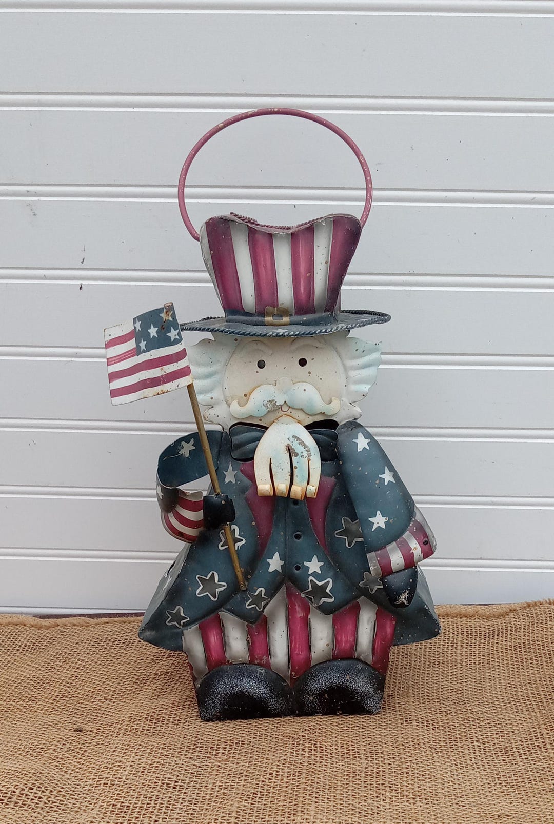 Uncle Sam American Candle Holder/american Decor/ Flag/ Red White and Blue Decor/uncle Sam - Etsy