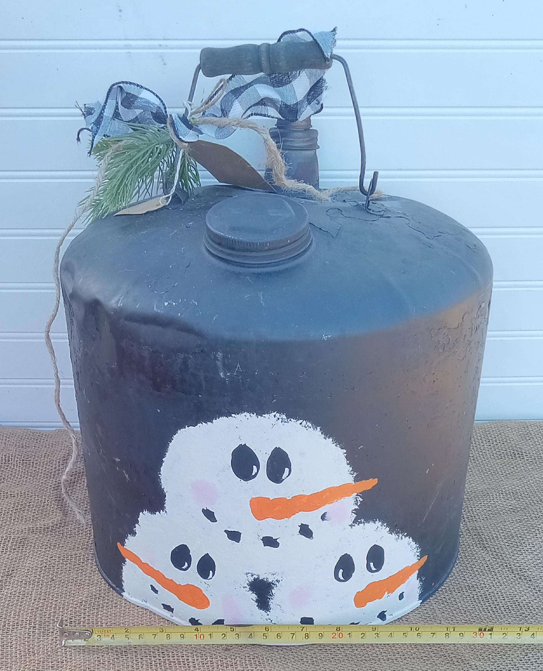Snowman Painted in Vintage Gas Can/vintage Gas Can/ Snowmen/ Winter ...