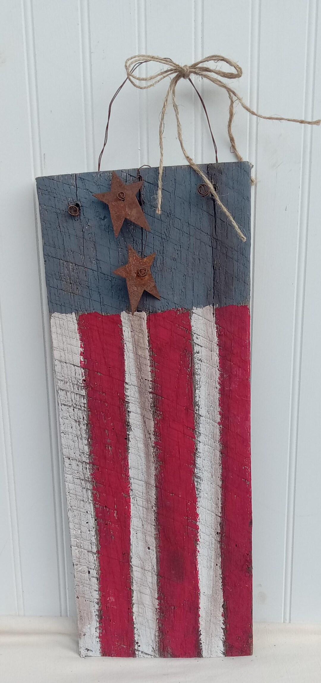 Rustic Barn Wood Patriotic Flag Decor/ Rusty Stars/ County Barn Wood ...
