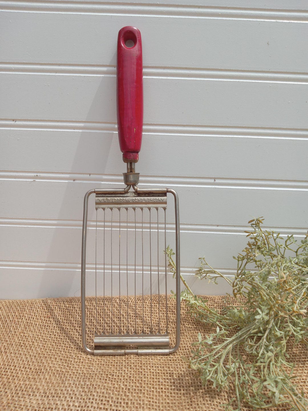 Vintage Red Handle Cutting Utensil: Kitchen Tool - Etsy