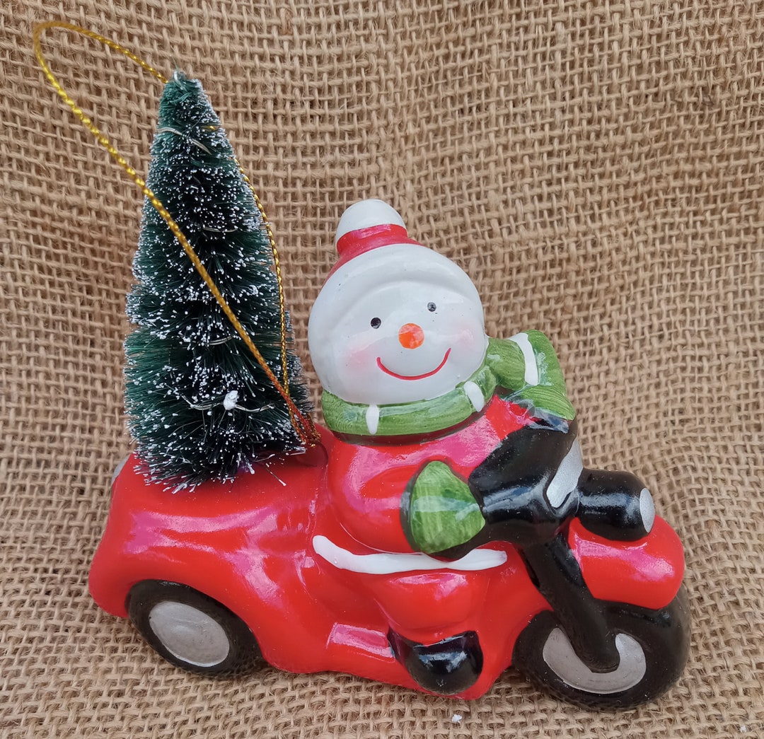 Snowman on Motorcycle/ Motorcycle Ornament - Etsy
