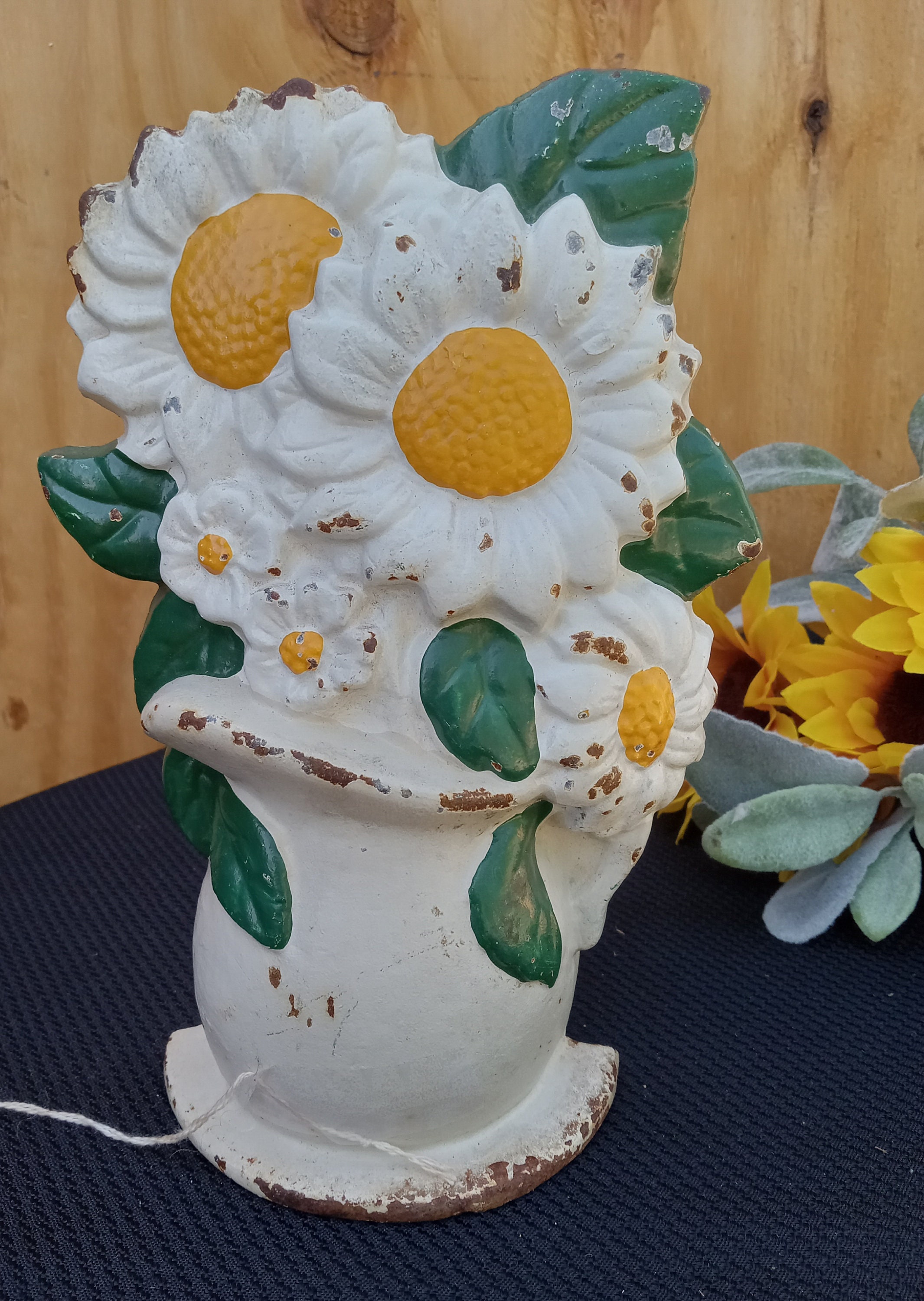 Vintage Cast Iron Daisy Door Stop: Antique Floral Decor - Etsy