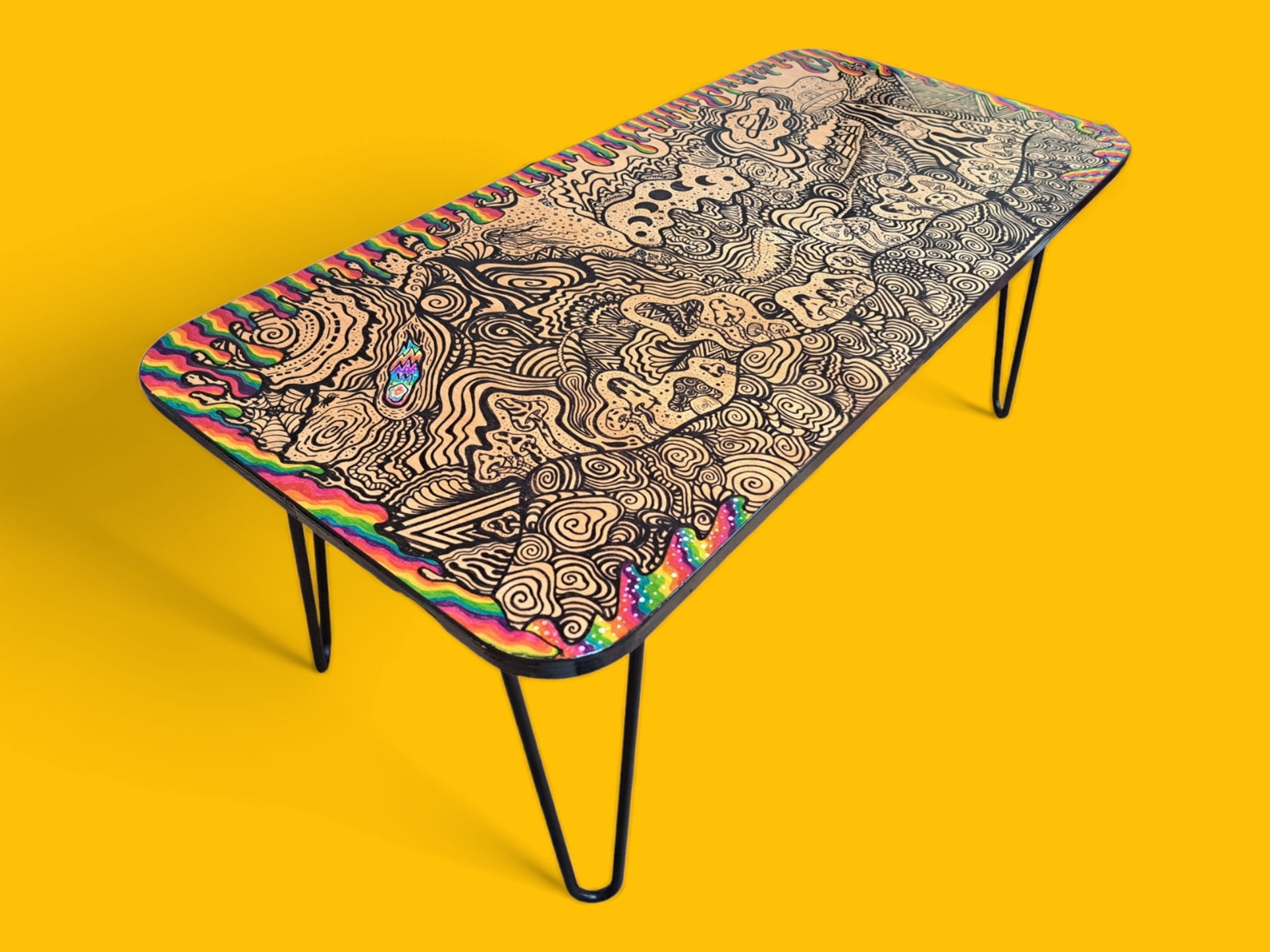 Rainbow Drip Doodle Coffee Table - Etsy
