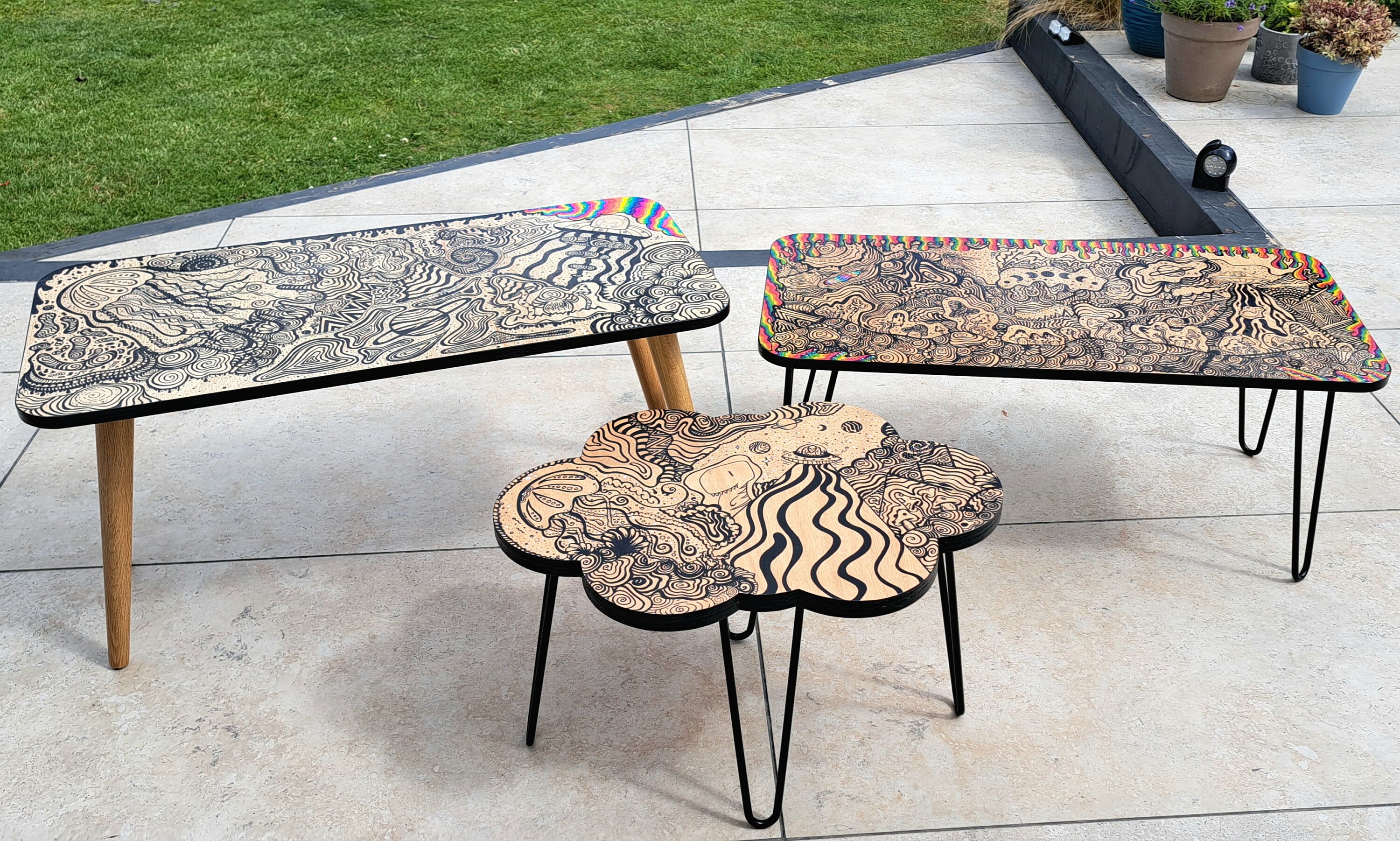 Rainbow Drip Doodle Coffee Table - Etsy