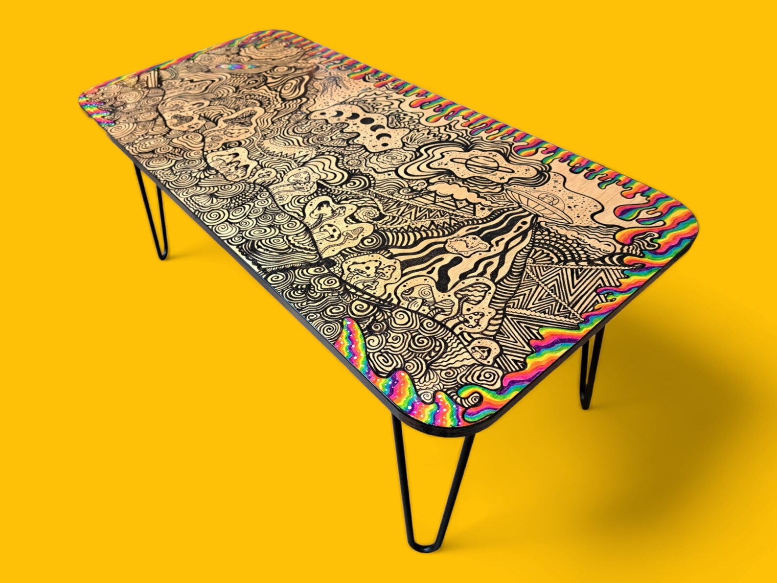 Rainbow Drip Doodle Coffee Table - Etsy