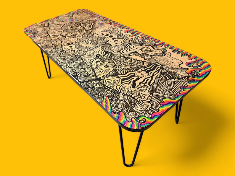 Rainbow Drip Doodle Coffee Table - Etsy