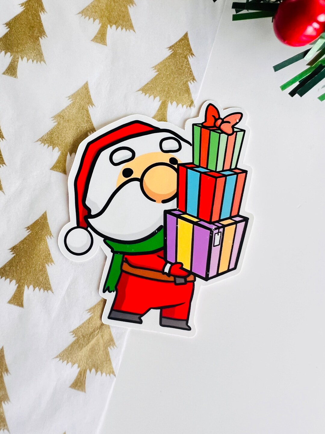 Christmas Sticker, Santa's Loaded With Presents, Santa, Christmas ...