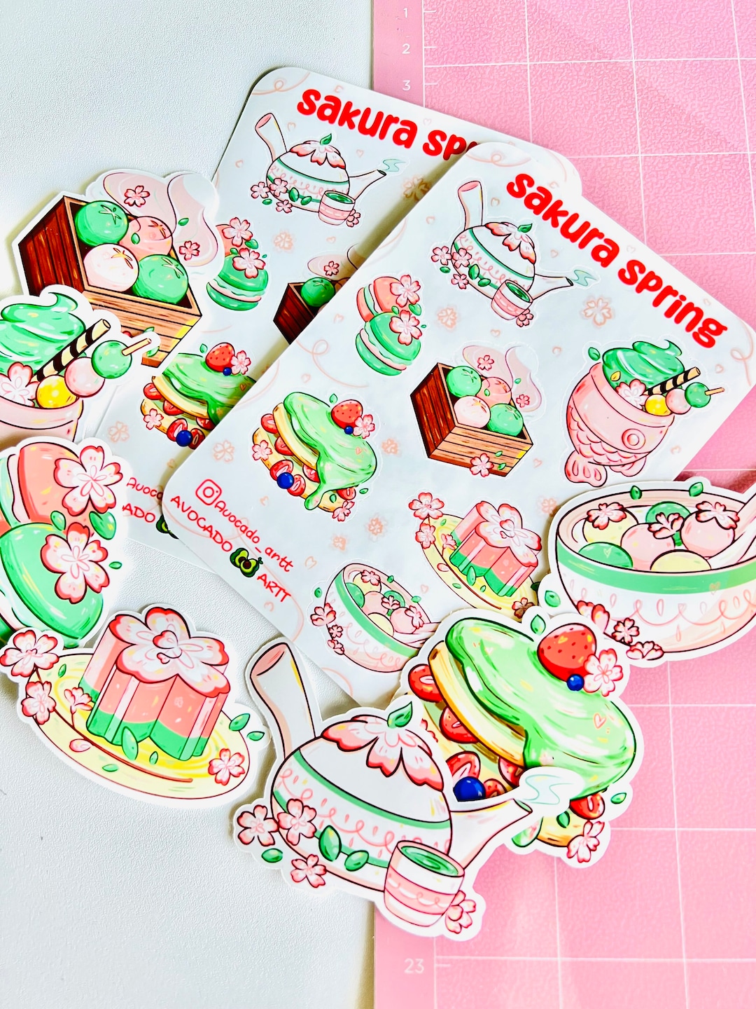 Sakura Dessert Stickers: Cherry Blossom Stationery, Planner Stickers - Etsy