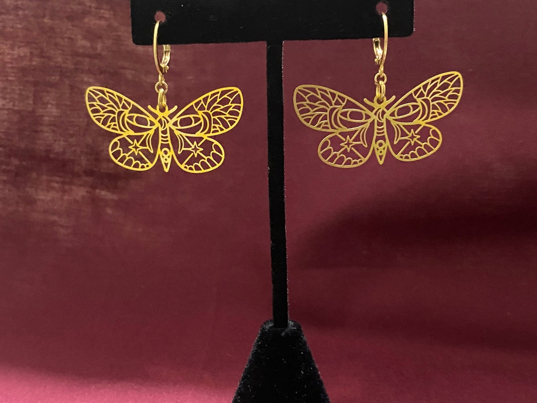 Moth Huggies | Bug Jewelry | Minimalist Indie Boho Fauna Earrings ...
