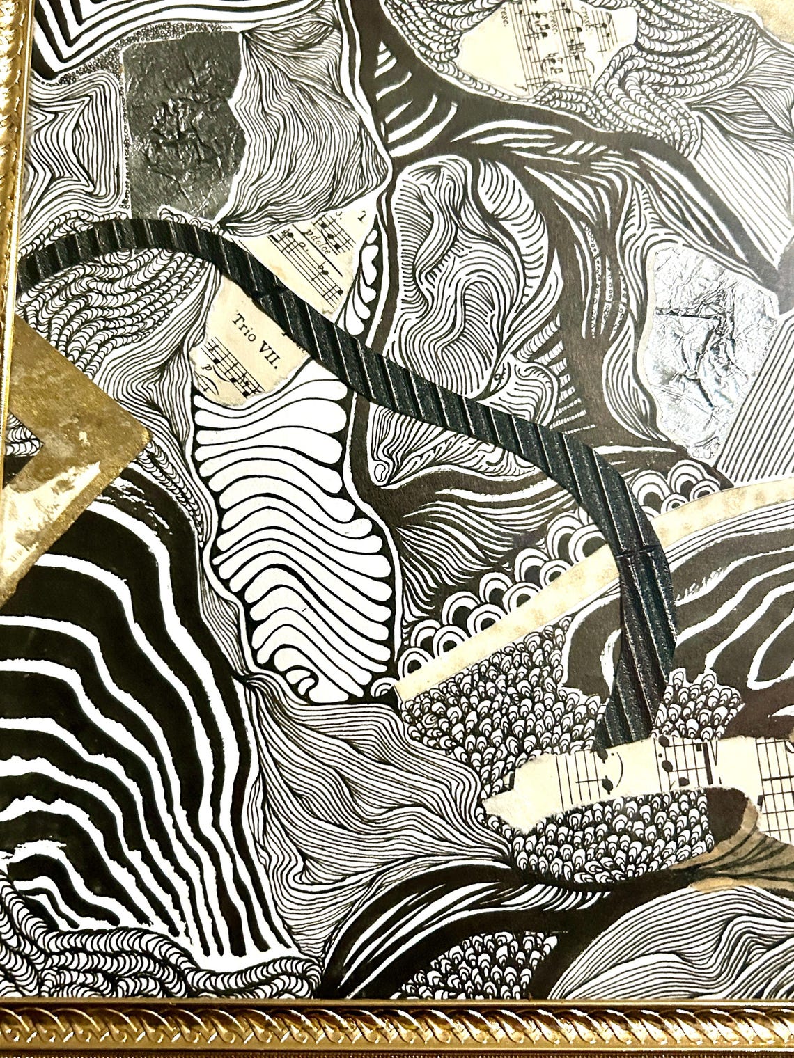 Field | Mixed Media Abstract Line Art Collage (print Available) - Etsy