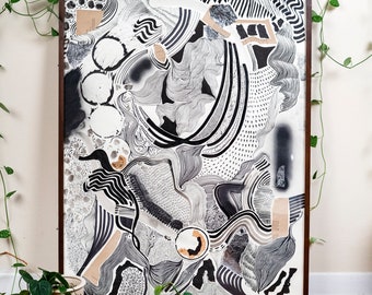 Road | Mixed Media Abstract Line Art Collage (print Available) - Etsy