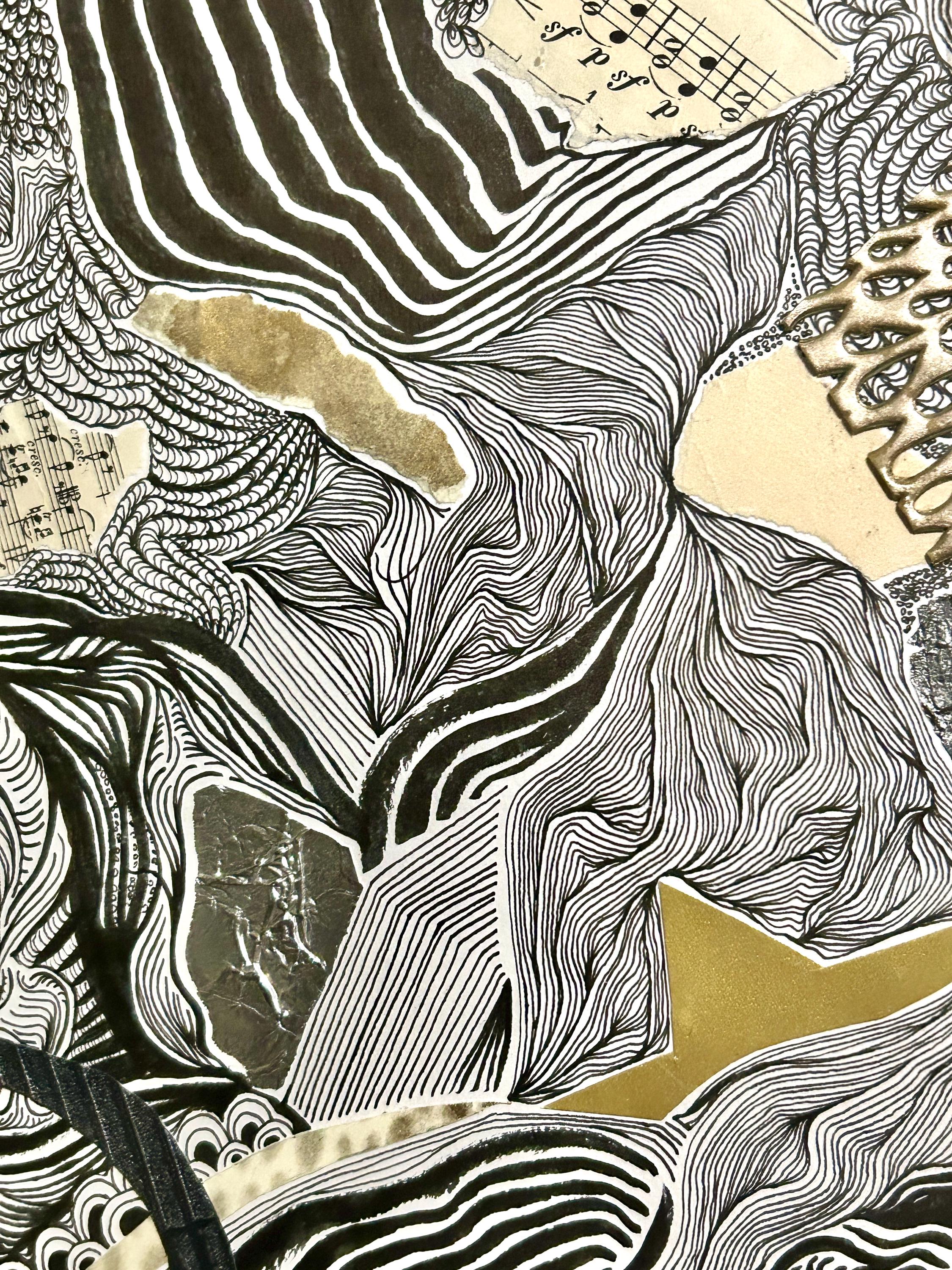 Field | Mixed Media Abstract Line Art Collage (print Available) - Etsy