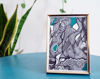 Field | Mixed Media Abstract Line Art Collage (print Available) - Etsy