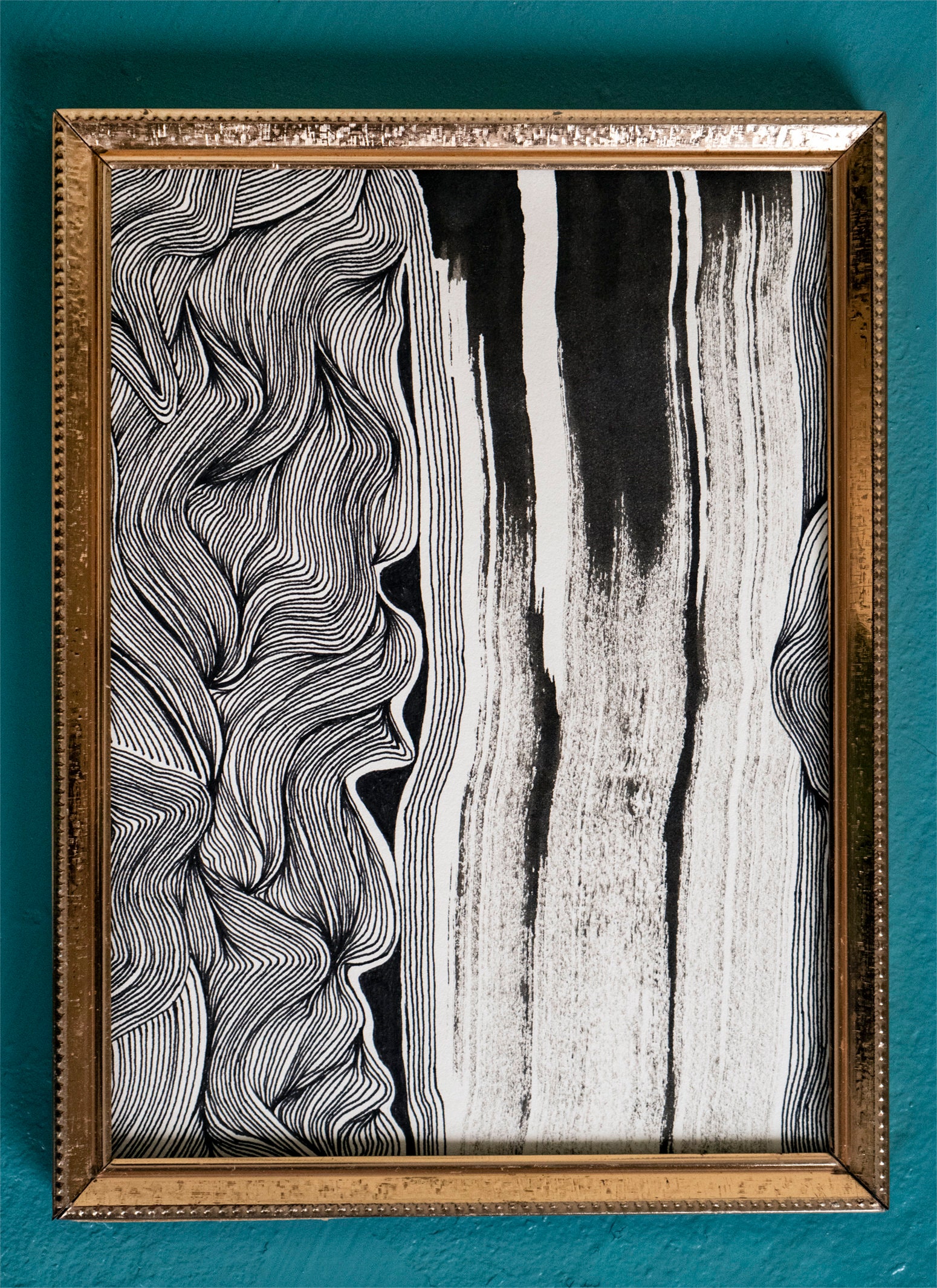 Waterfall Mixed Media Line Drawing print Available 6x8 - Etsy