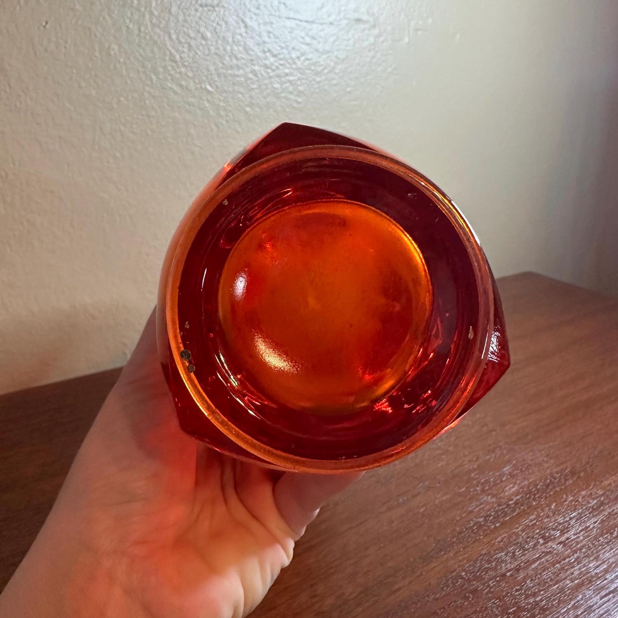 Vintage Viking Glass Tundra Swung Vase 16” Persimmon Amberina MCM Art ...