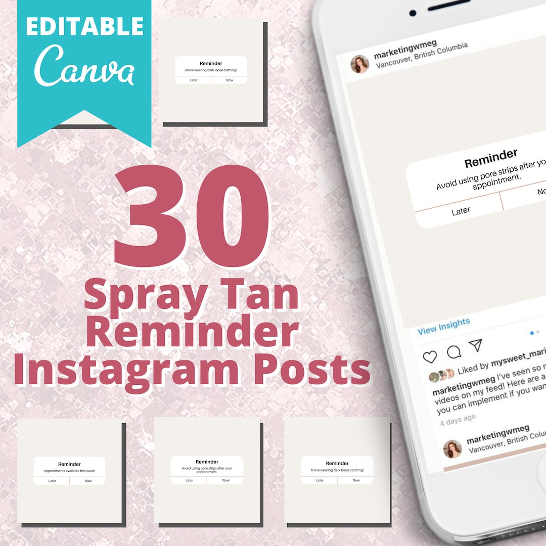 EDITABLE 30 Spray Tan Reminder Posts | Spray Tan Quotes | Spray Tan ...