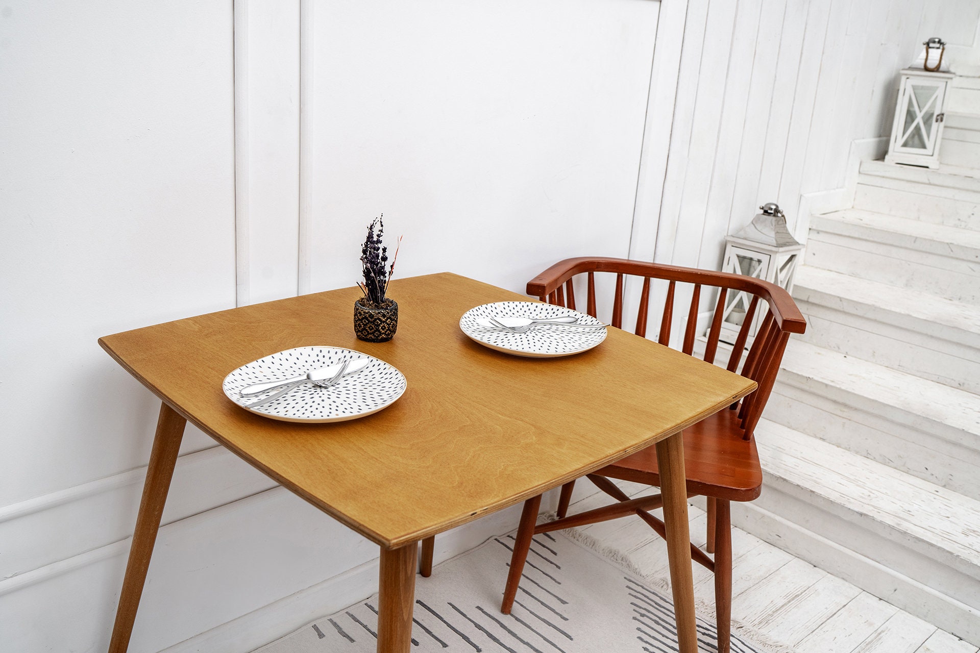 Square Narrow Oak Dining Table Rustic Dine Table Small Space Saving Breakfast Wood Table Home Kitchen 2 3 4 Person Dining Table Furniture Etsy