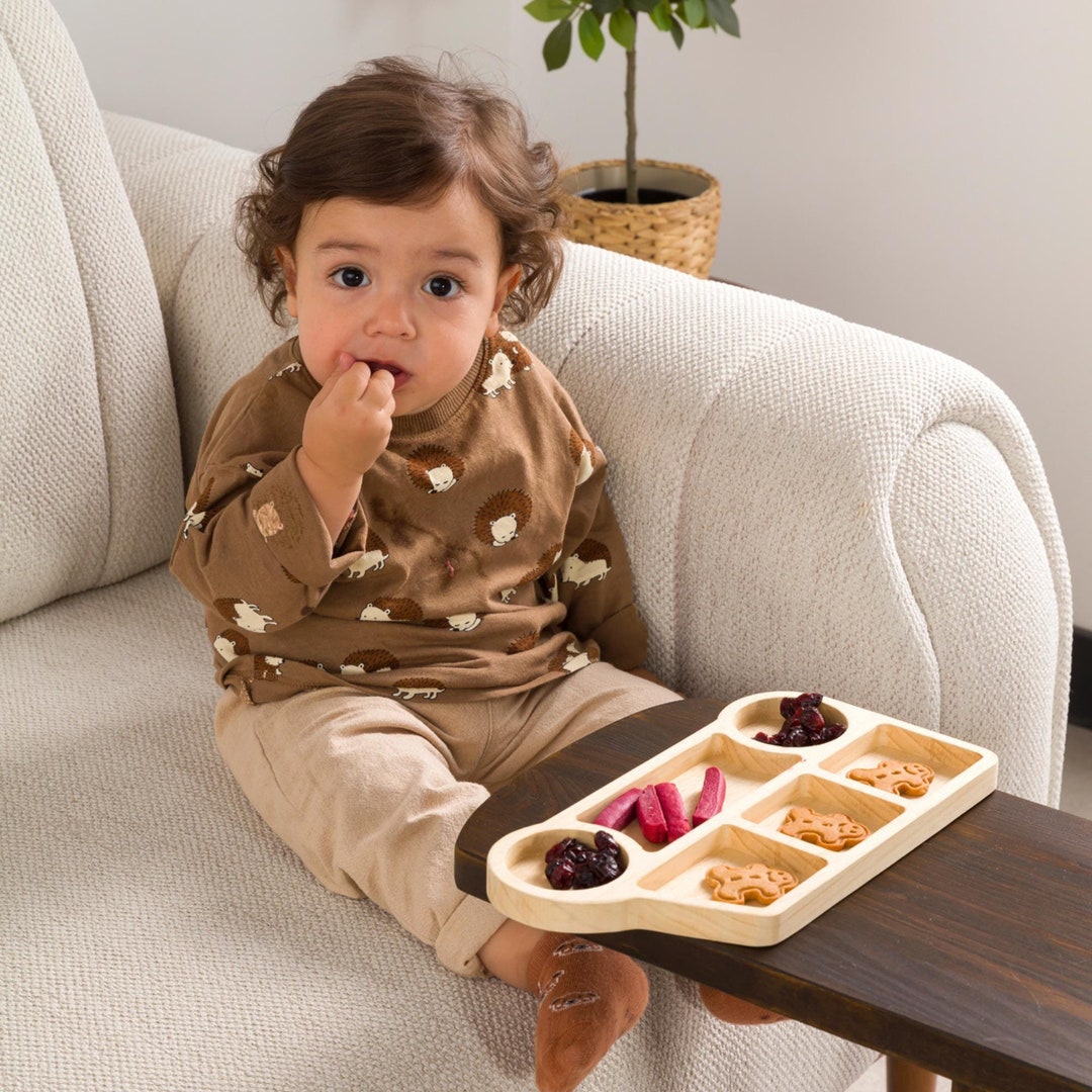 Natural Wood Bus Shape Snack Plate Tray, Bus Design Divided Nuts ...