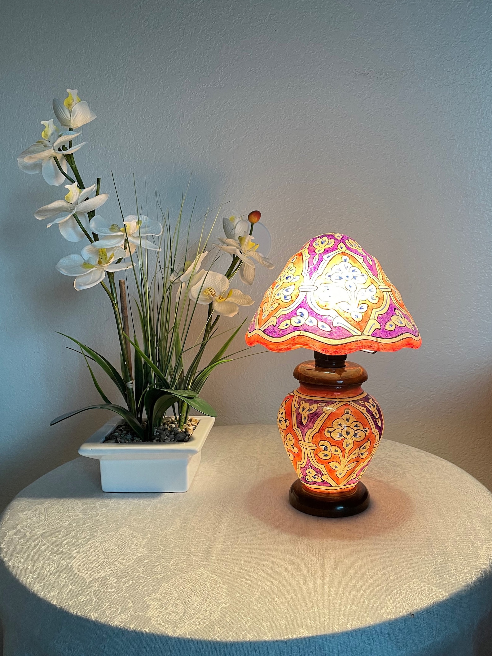 Handmade Camel Skin Table Lamp 13X8X8 inch Vintage Dark Blue | Etsy