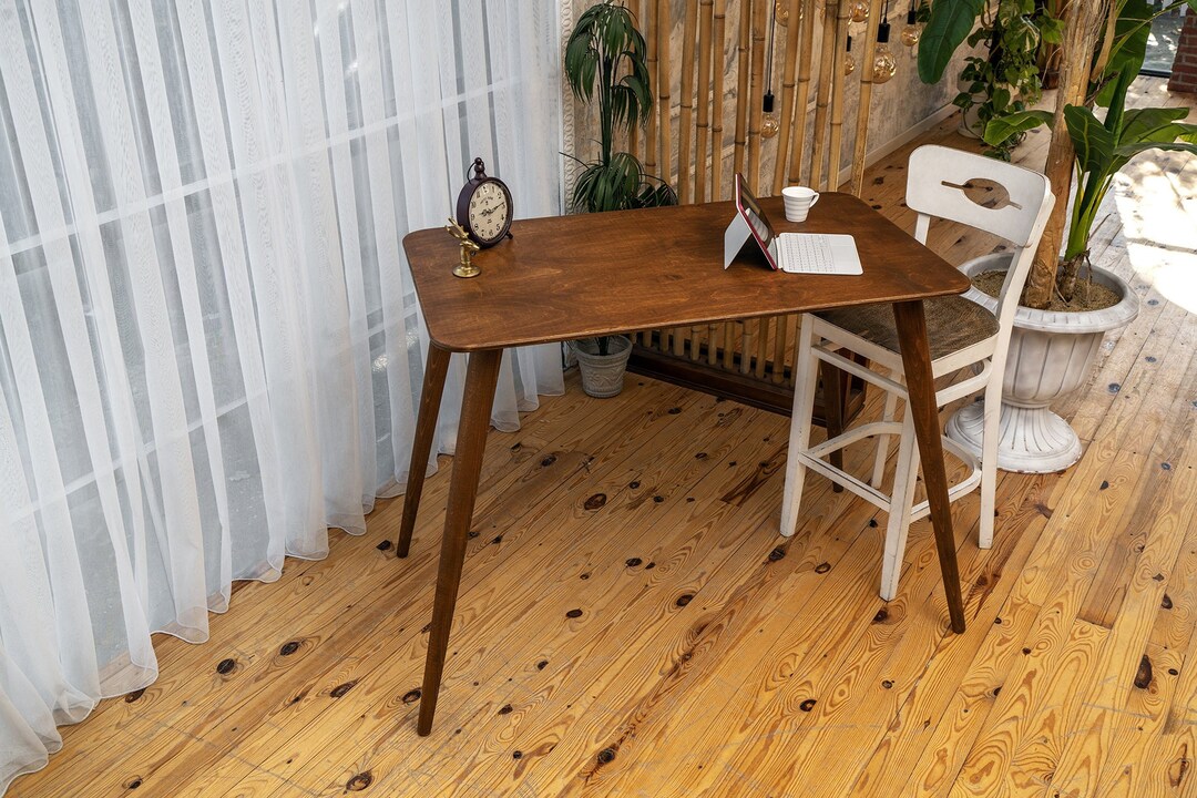 Walnut Home Office Computer Desk Table, Rectangle Spacesaver Wood ...