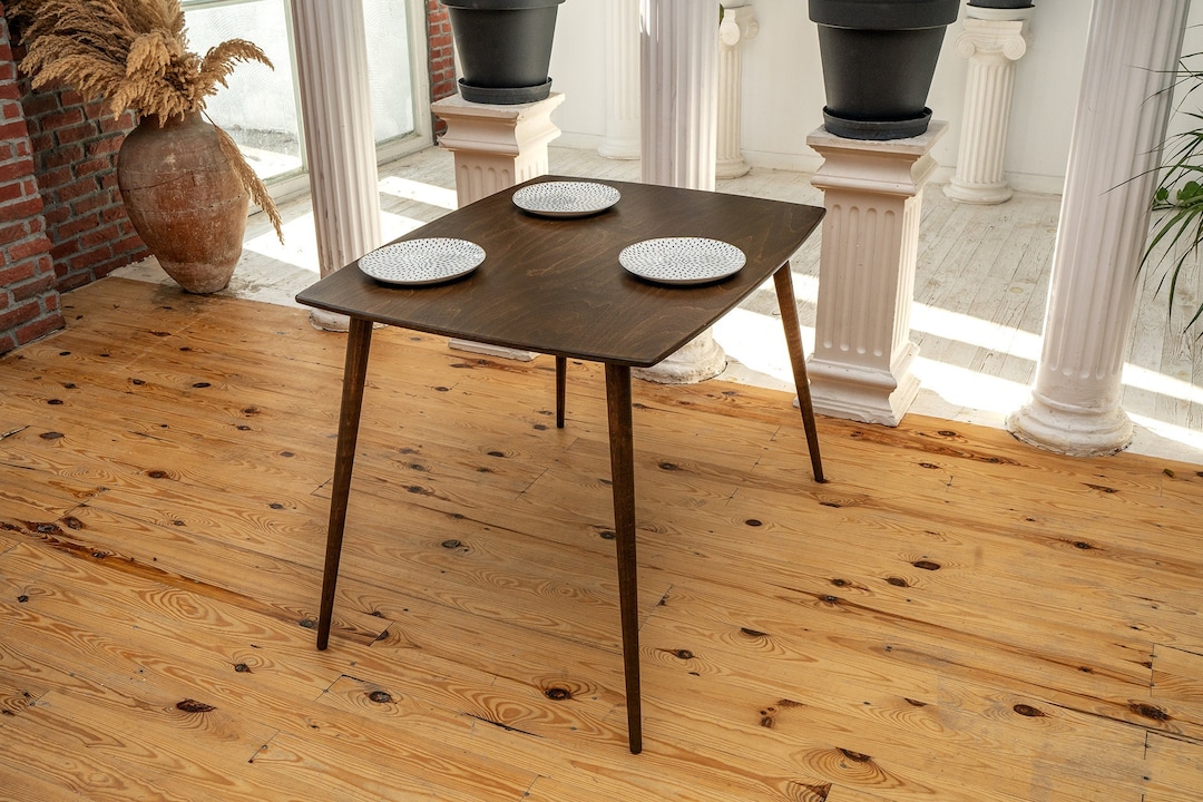 Dark Walnut Narrow Dining Table: Small Kitchen Table Farmhouse ...