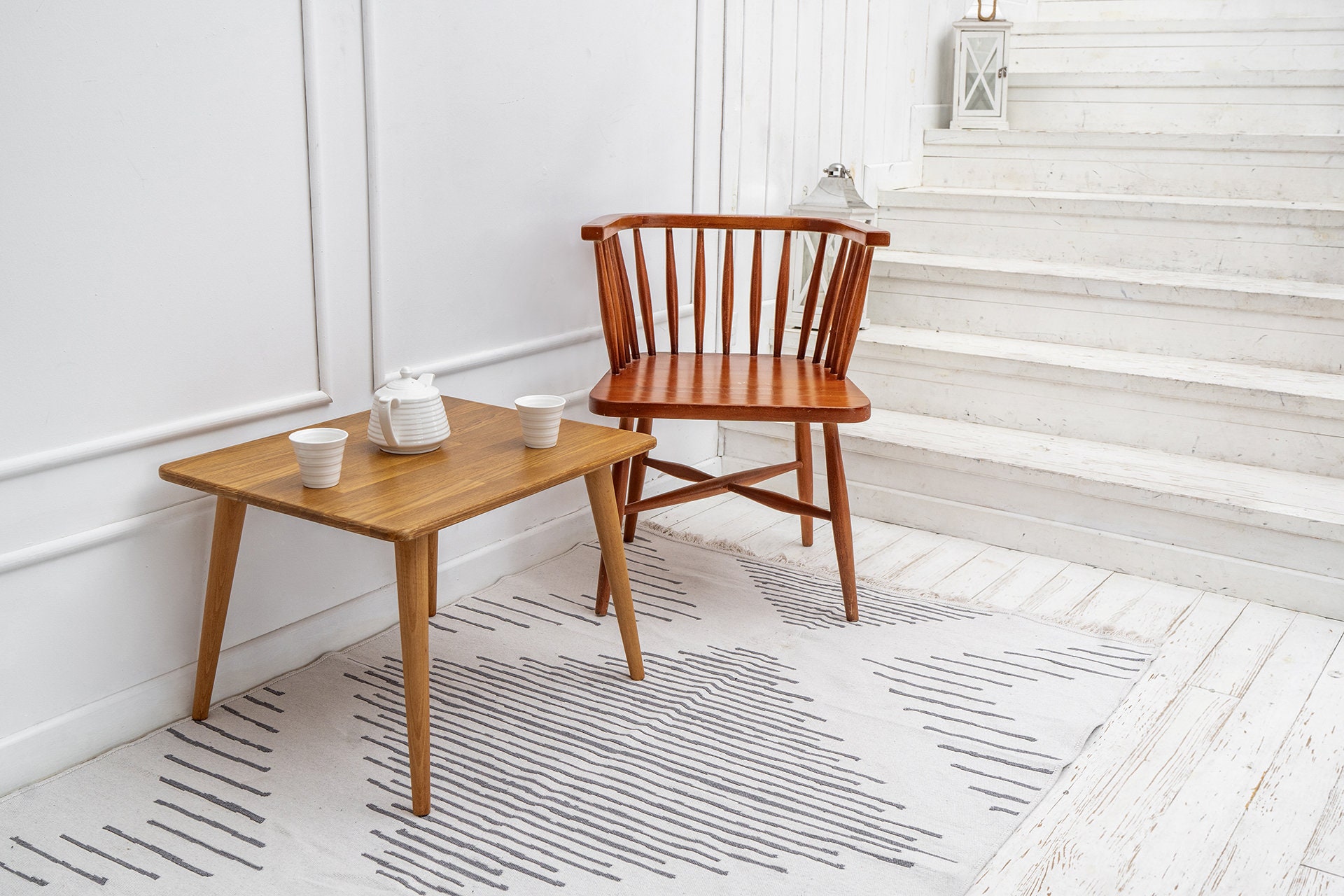 Small Oak Wood Low Coffee Table, Rectangle Coffee Table Livingroom ...