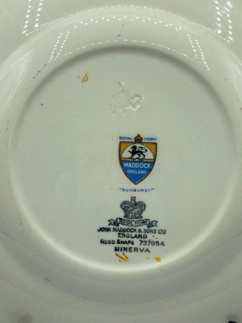 Vintage Royal Ivory Maddock England SUNBURST Plate - Etsy